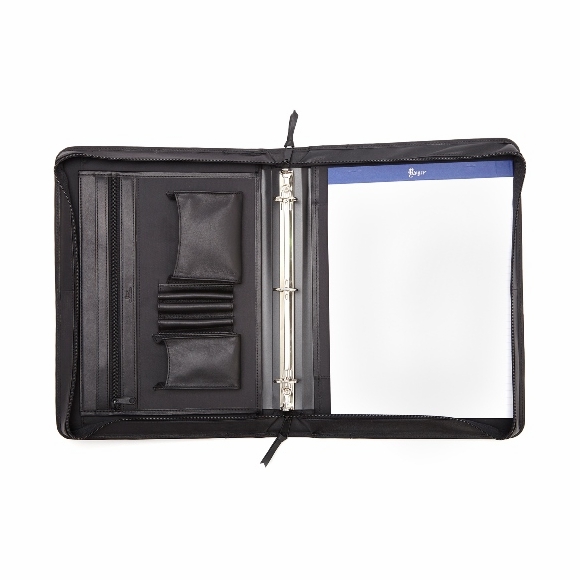 Monogrammed Leather Ring Binder Organizer with Zipper Closure