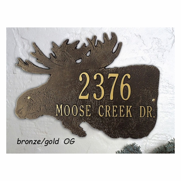 Moose Head Address Plaque With House Number and Street Name