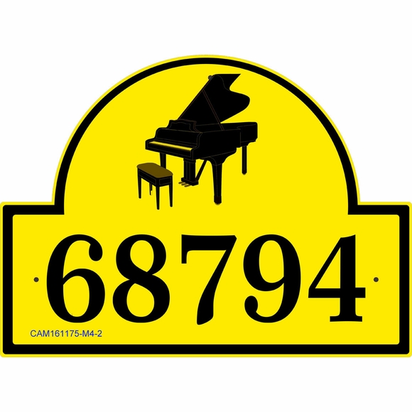 Music Theme Address Sign or Business Name Plaque With Piano, Guitar ...