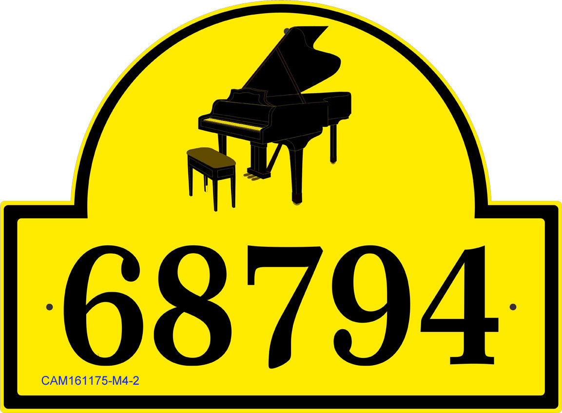 Music Theme Address Sign or Business Name Plaque With Piano, Guitar ...