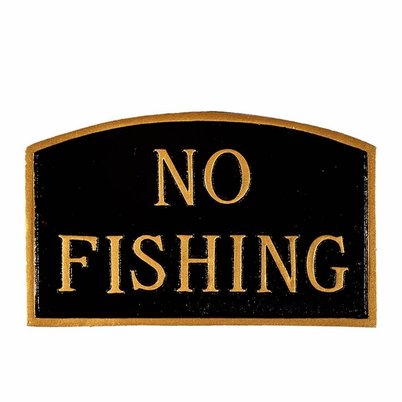 No Fishing Sign - Large Metal Sign For Wall or Lawn Stake Mount