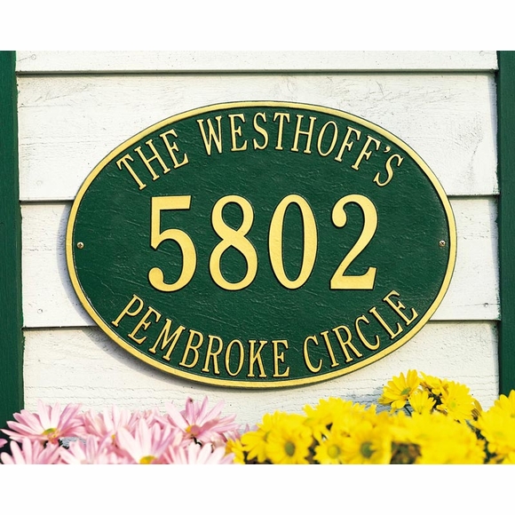 Oval Address Sign With Family Name, House Number, and Street Name