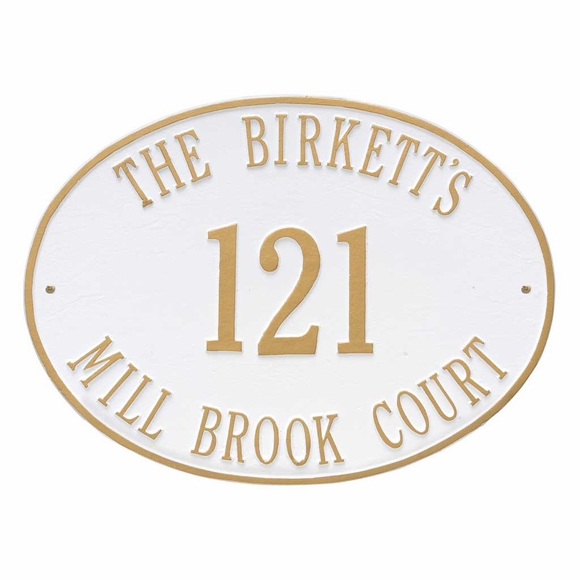 Oval Address Sign With Name, House Number, and Street - Wall Mount or ...