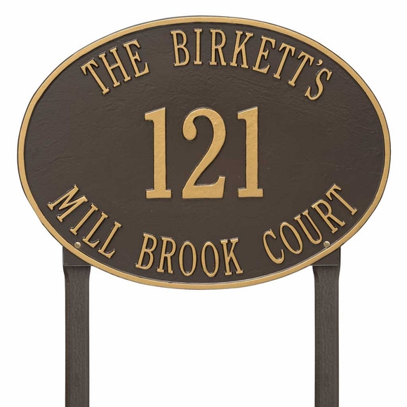 Oval Address Sign With Name, House Number, and Street - Wall Mount or ...