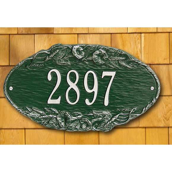 Oval House Number Sign with Flower Border - Choose Ivy, Morning Glory ...