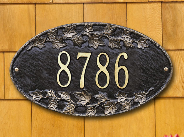 Oval House Number Sign with Flower Border - Choose Ivy, Morning Glory ...
