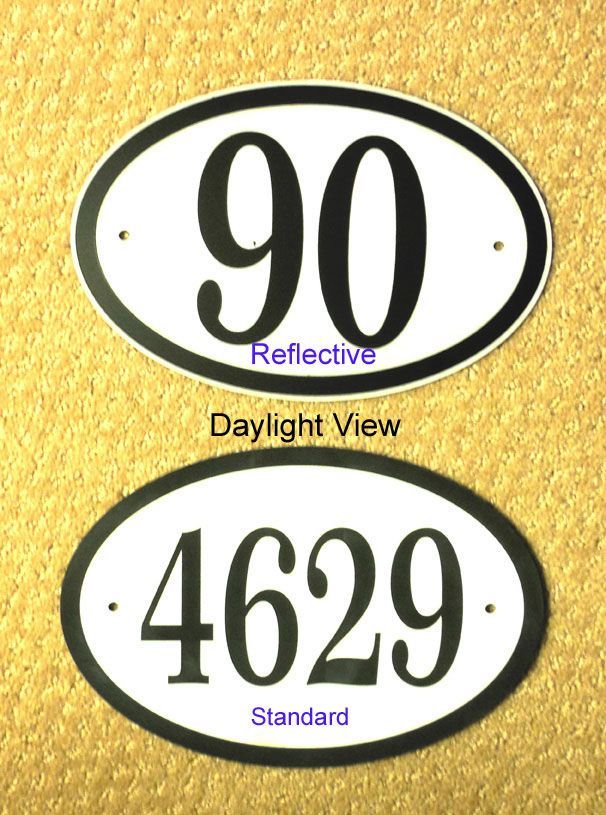 Oval Reflective House Number Sign