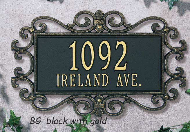 Address Sign with Fretwork Scroll Frame For Wall Mount or Optional Lawn ...