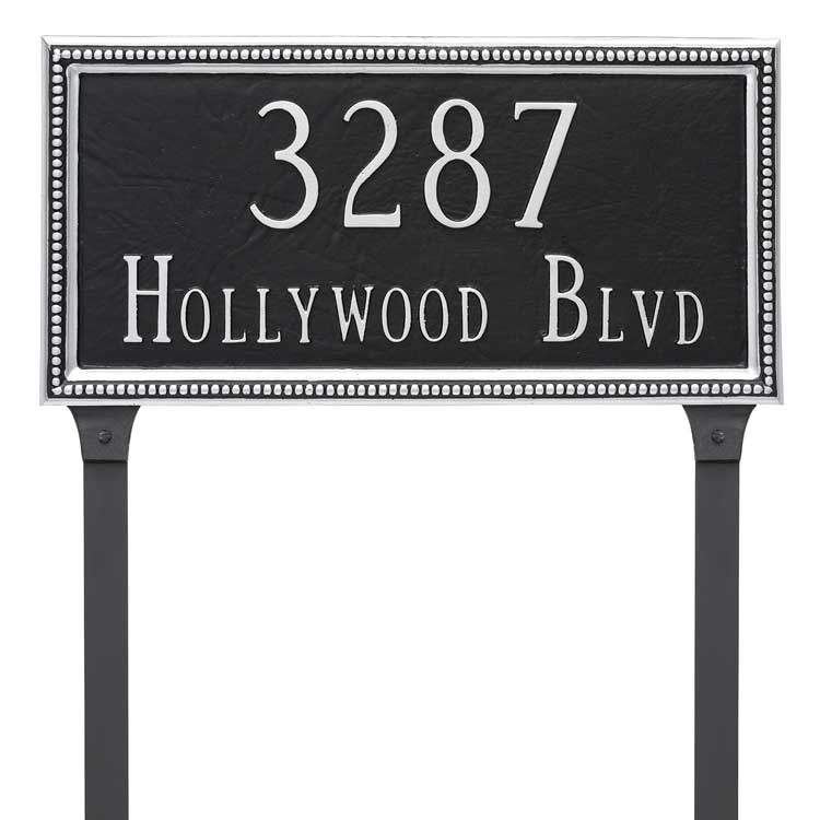 Decorative Address Sign With Two Lines and Beaded Border - For Wall or ...