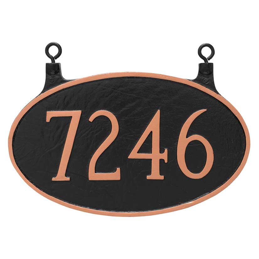 2 Sided House Hanging Number Sign - Oval Address Plaque - Choose Your Color