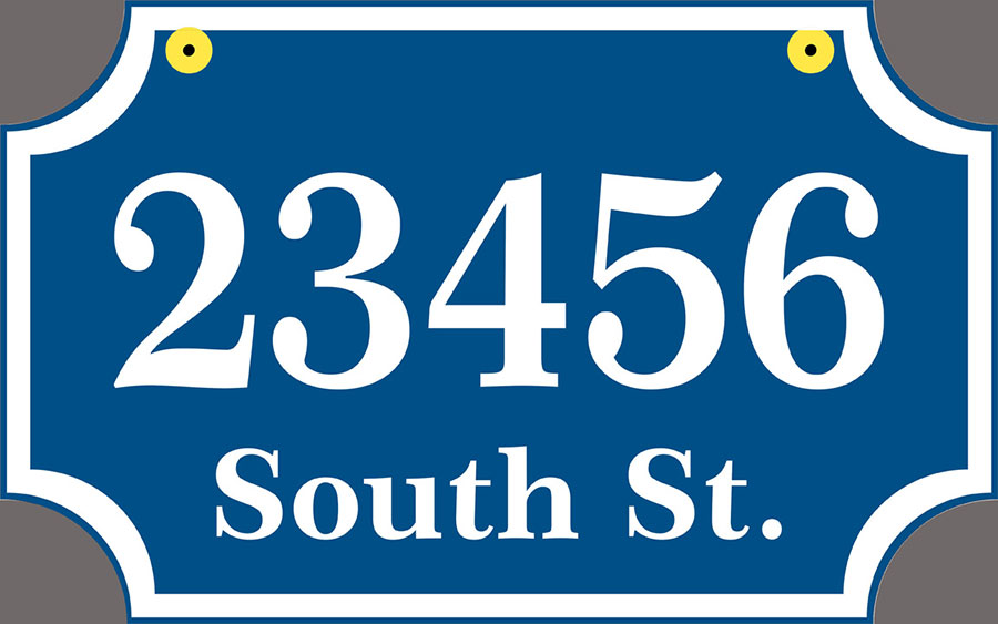 Two Sided Hanging Address Sign - House Number and Street Name on Both Sides