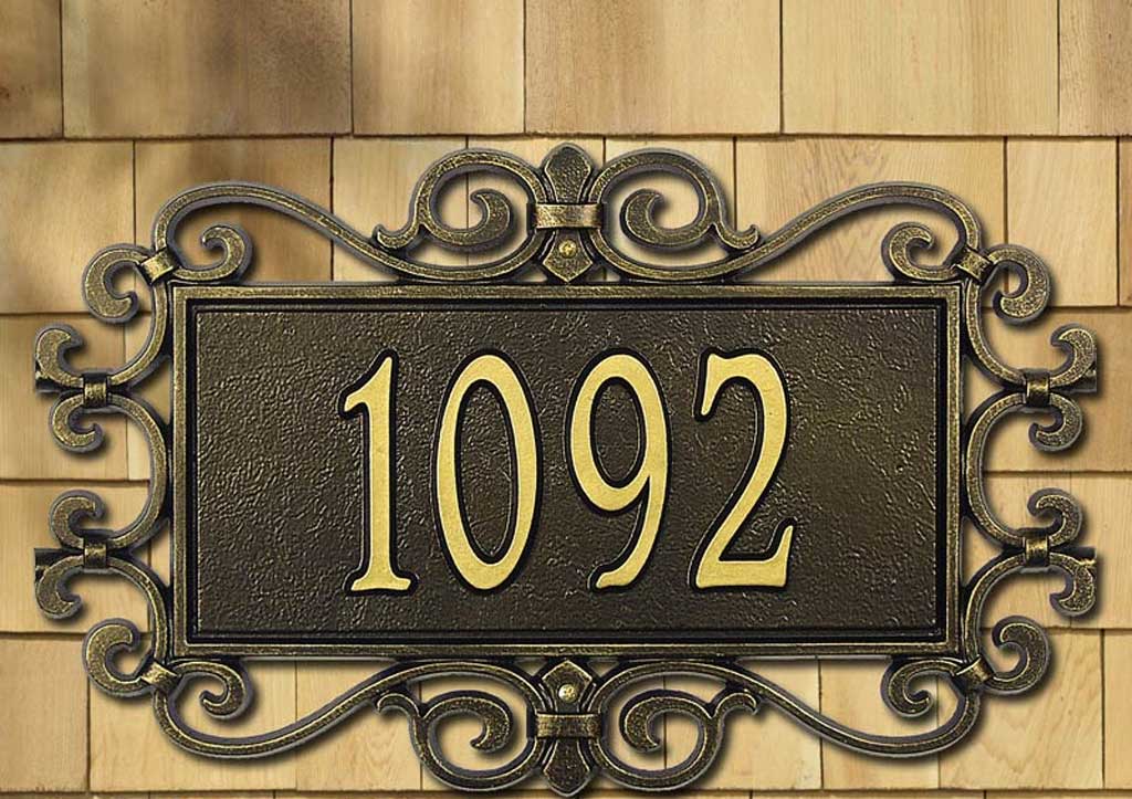 Large Address Plaque with Decorative Fretwork Scroll Frame