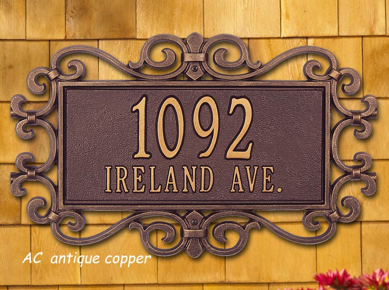 Large Address Plaque with Decorative Fretwork Scroll Frame