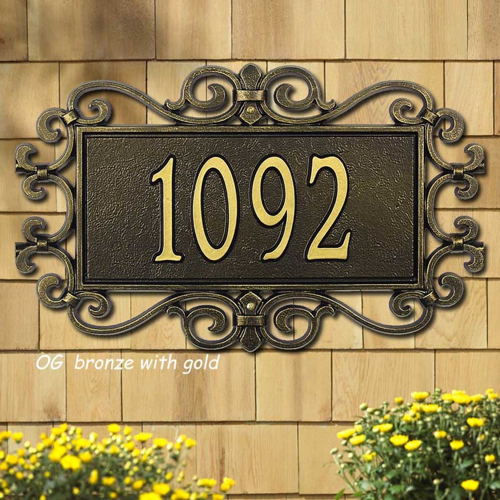 Large Address Plaque with Decorative Fretwork Scroll Frame