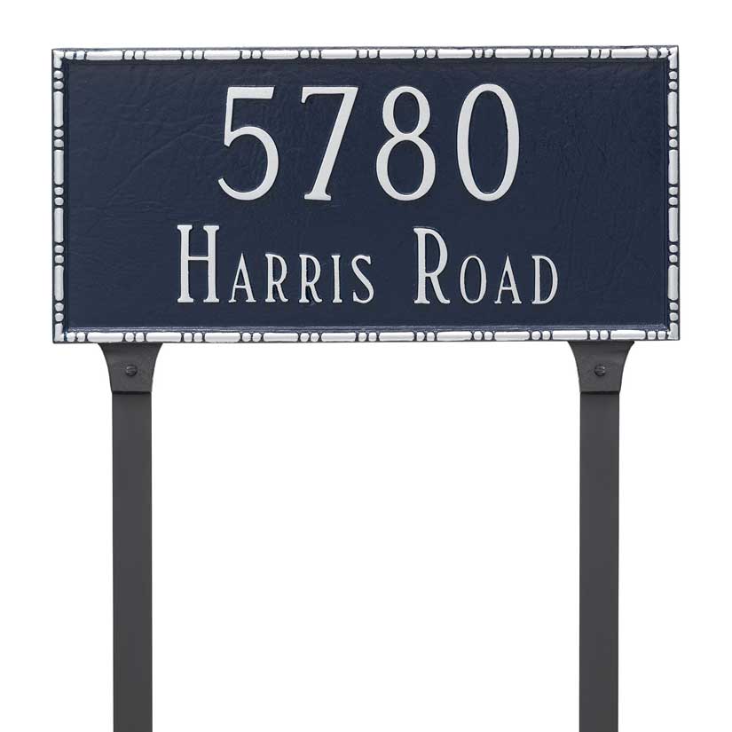 Address Plaque with Decorative Border - Rectangular House Number Sign