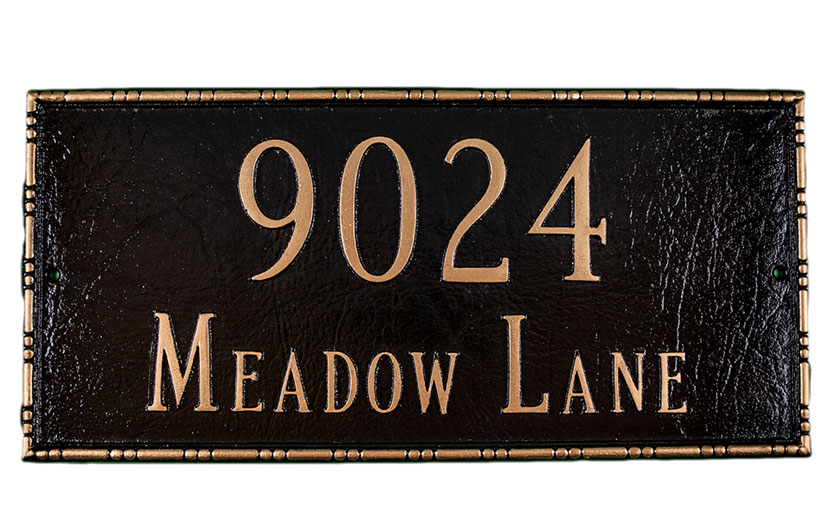 Address Plaque with Decorative Border - Rectangular House Number Sign