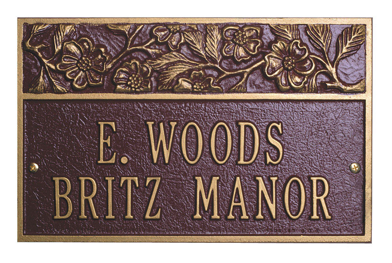 Metal Address Plaque with Flowers