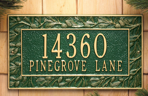 Address Plaque with Pine Cone Border