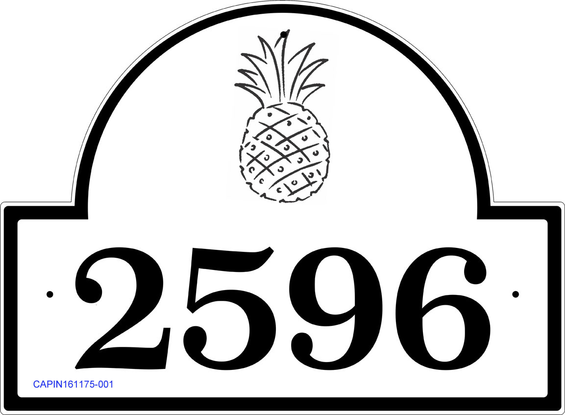 Address Plaque with Pineapple In Arch