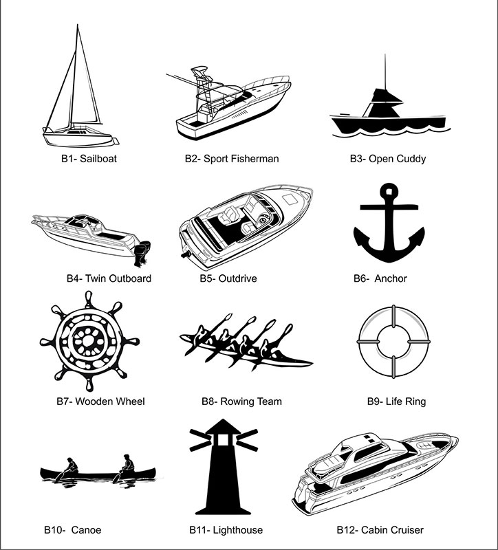 Nautical Address Sign with Boat, Lighthouse, Anchor, or Life Ring