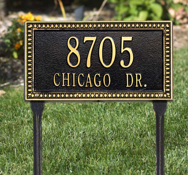 Address Sign with Egg and Dart Border For Wall or Optional Lawn Mount