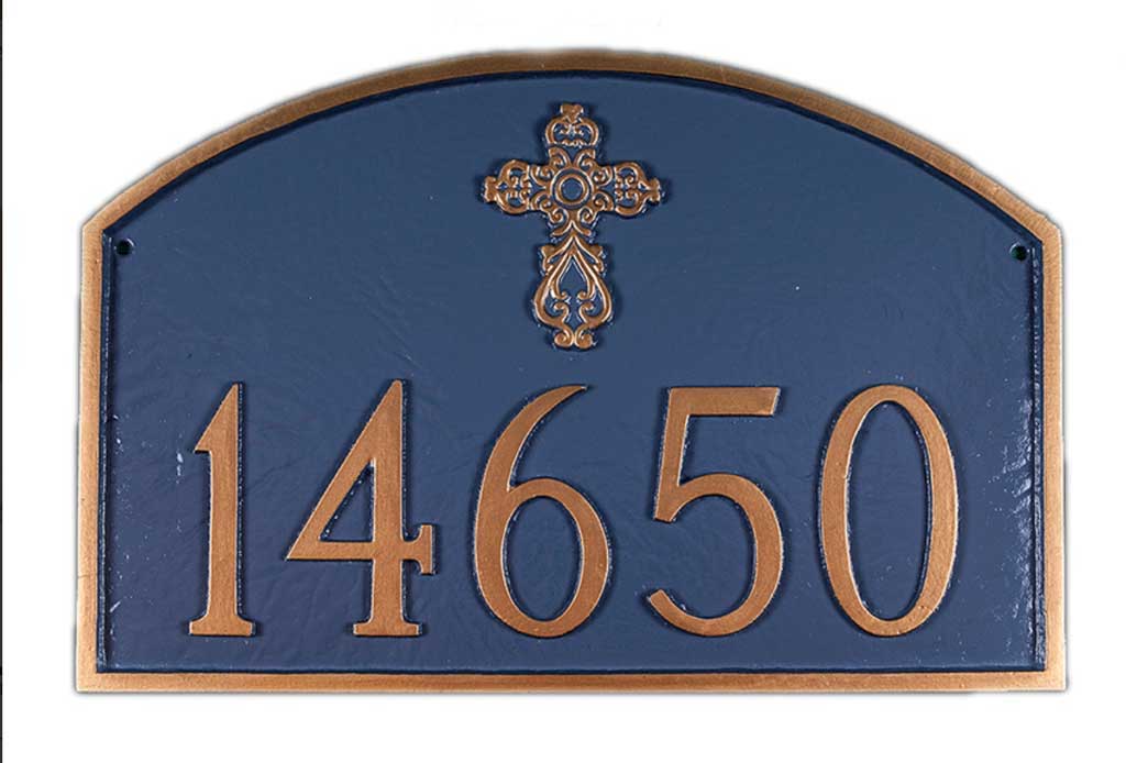 Arch Address Plaque with Ornate Cross
