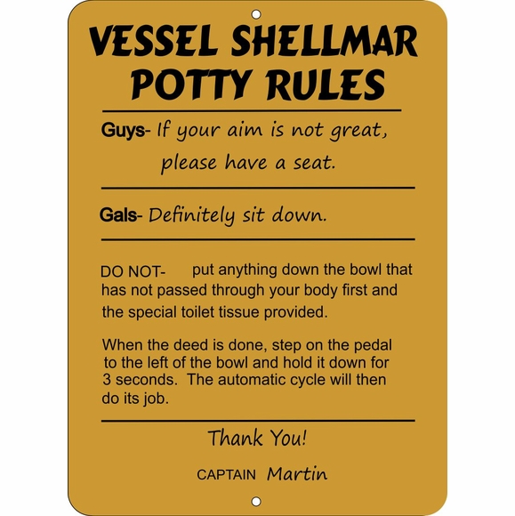Personalized Boating Potty Rules - Bathroom Rules For Your Boat Head