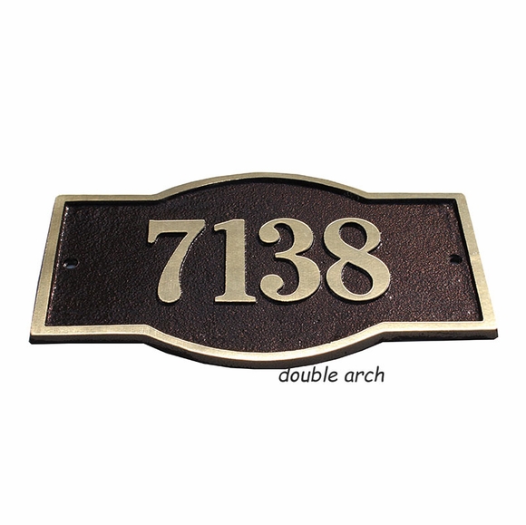 Cast Brass House Number Sign - Choose Oval, Curvy Rectangle, or Double Arch