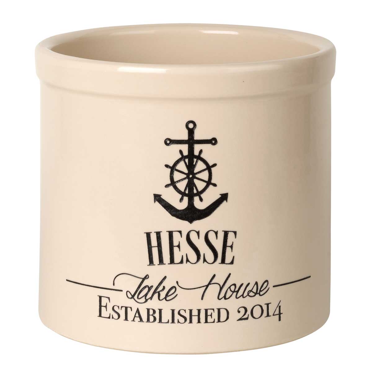 Personalized Stoneware Lake House Crock With Anchor, Name, and ...