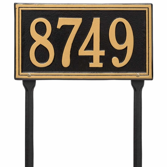 Aluminum Metal Rectangle Address Plaque - For Wall or Optional Lawn Mount