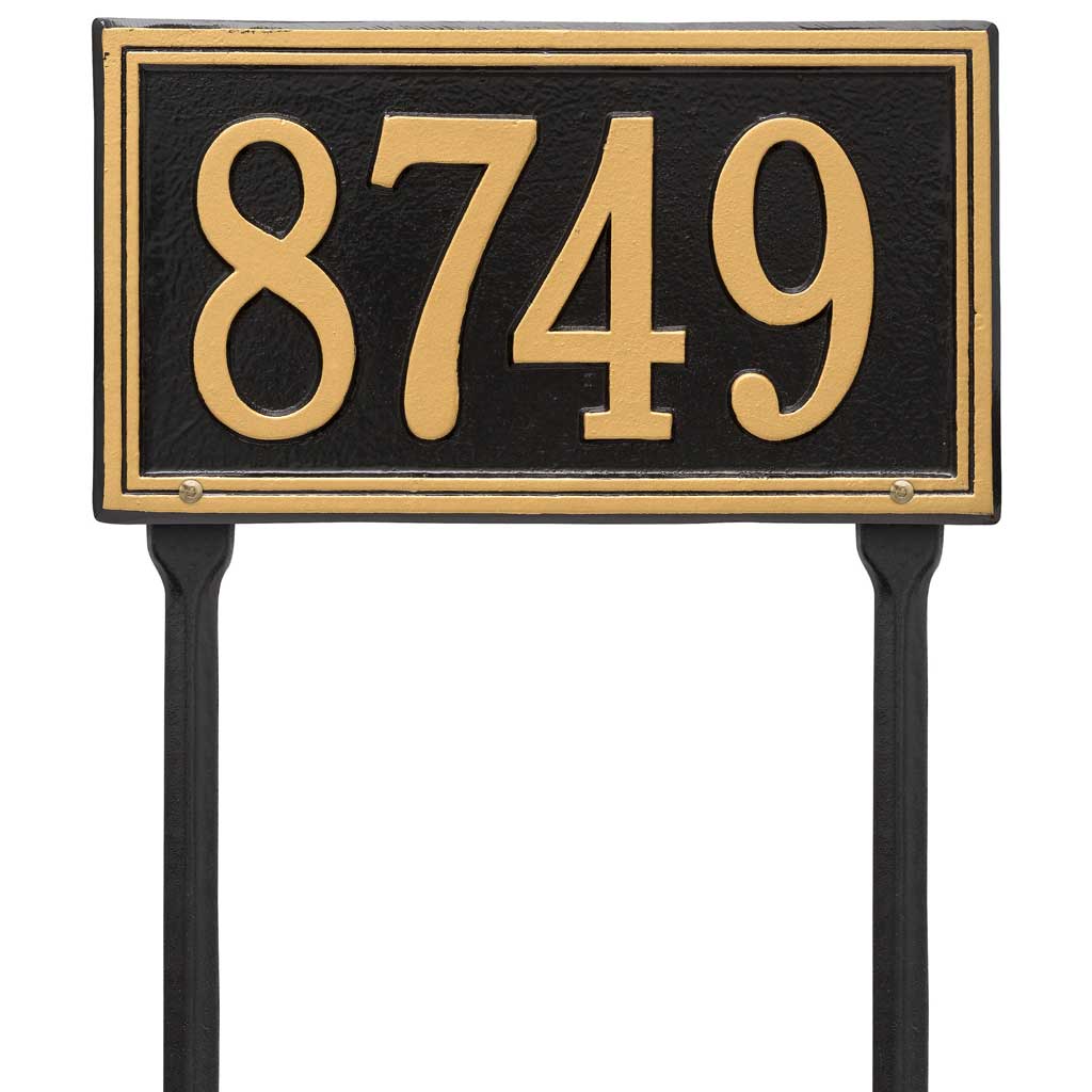 Aluminum Metal Rectangle Address Plaque - For Wall or Optional Lawn Mount