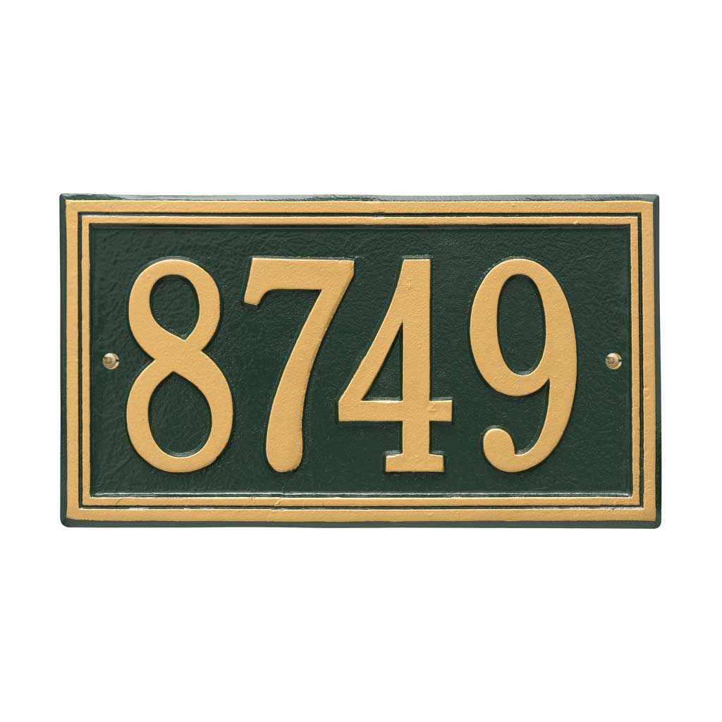 Aluminum Metal Rectangle Address Plaque - For Wall or Optional Lawn Mount