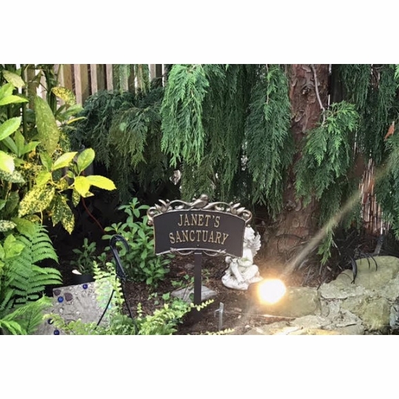 Personalized Garden Plaque With Bird & Scrollwork Decoration And Lawn Stake