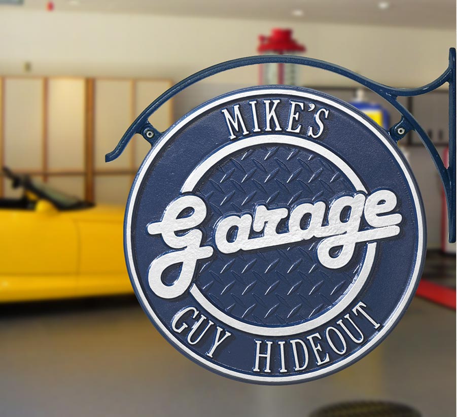 Personalized Two Side Hanging Garage Plaque