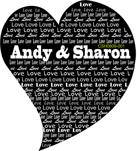 Personalized Heart Shape Wall Art With Two Names and Love