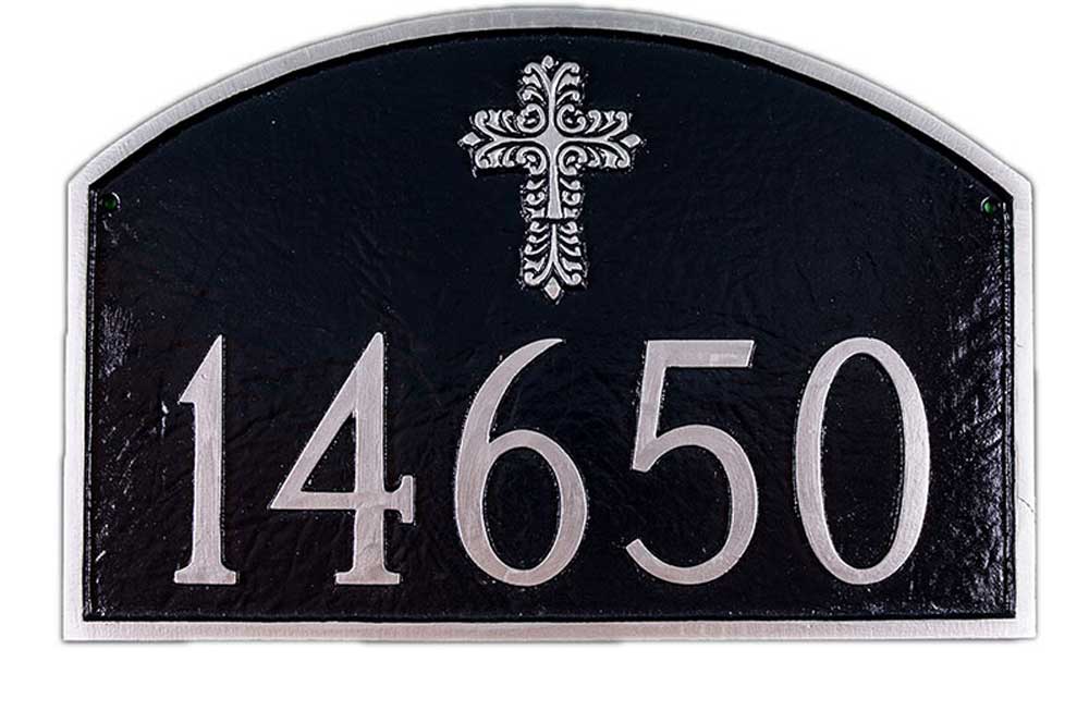 House Number Sign with Cross