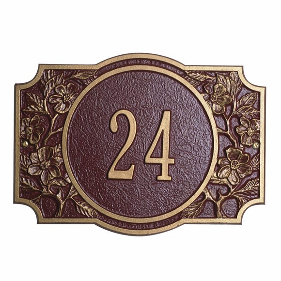 House Address Number Sign with Flower Border