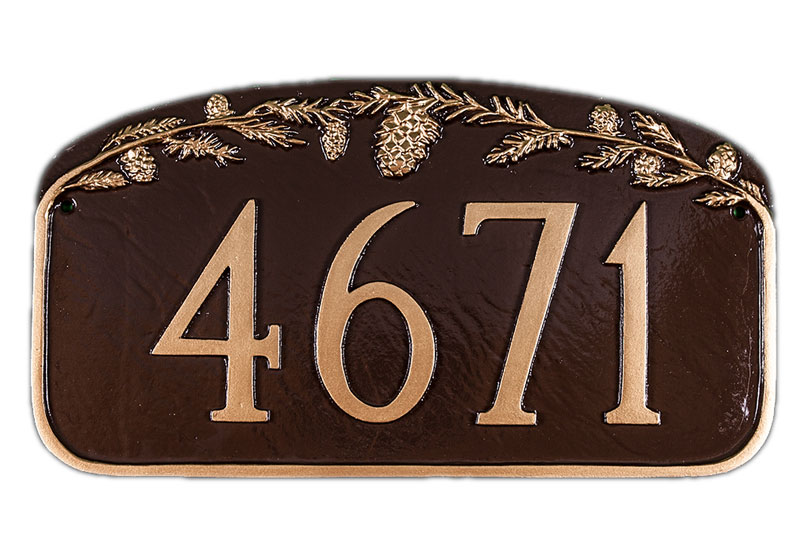 Address Sign With Pine Cones - Nature Theme Custom Address Plaque