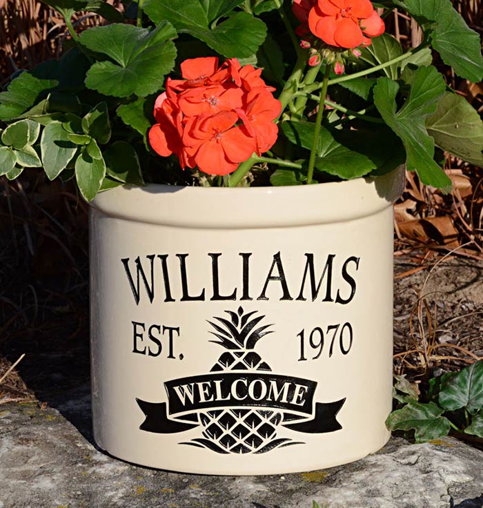 Personalized Welcome Crock With Established Date and Pineapple ...