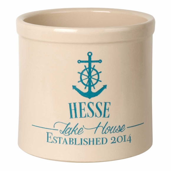 Personalized Stoneware Lake House Crock With Anchor, Name, and ...