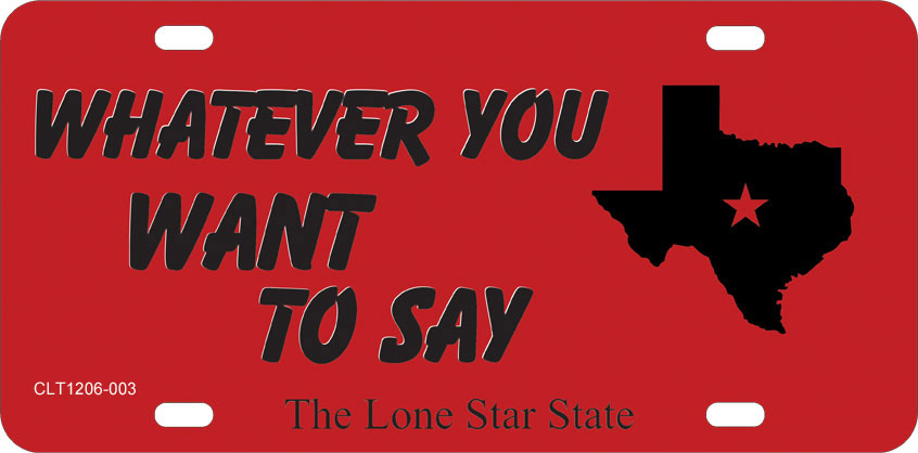 Personalized Texas License Plate