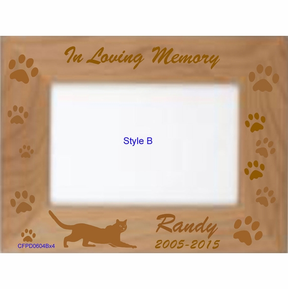 Pet Cat Custom Engraved Memorial Picture Frame