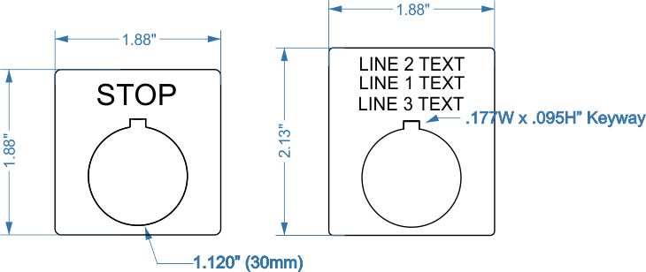 Legend Plate for 30mm Push Buttons, Selector Switches or Indicators