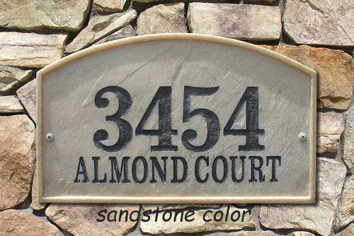 Arch Address Sign Made From Stone and Resin