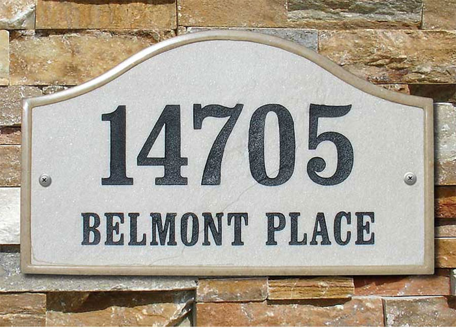 Arch Address Plaque Made From Stone and Resin