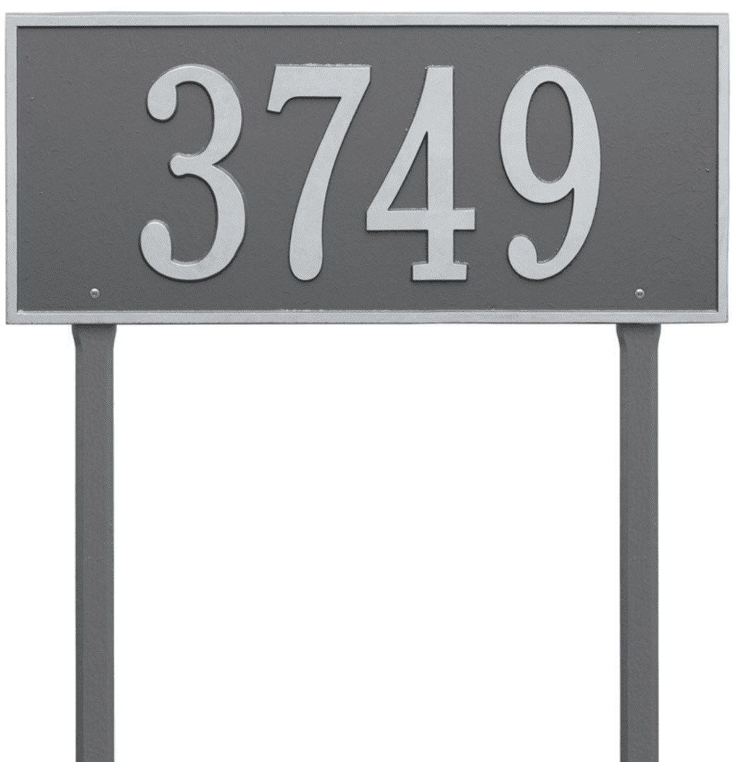 Aluminum Metal Lawn Mount Address Plaque - Rectangle Shape House Number ...
