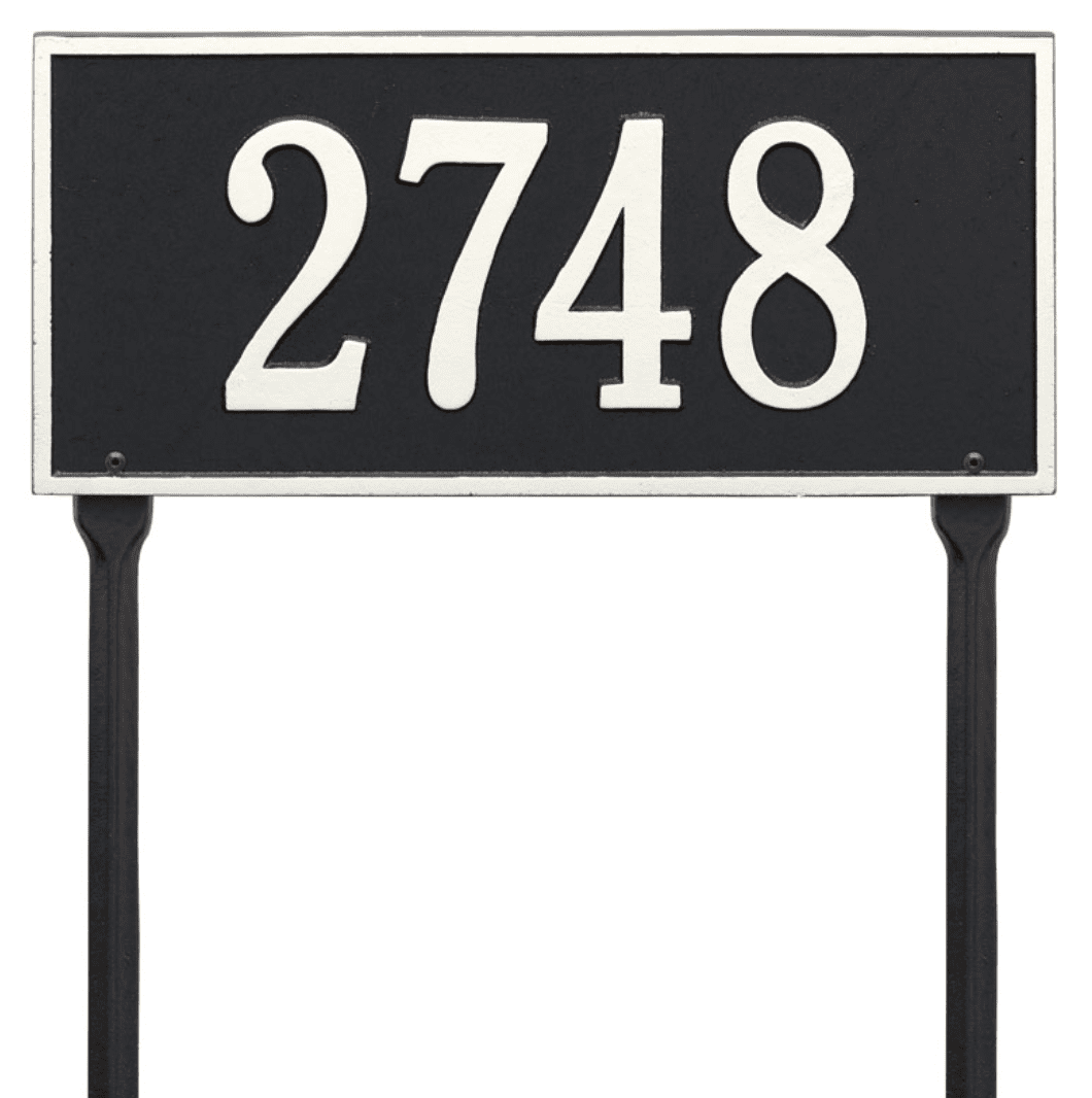 Aluminum Metal Lawn Mount Address Plaque - Rectangle Shape House Number ...