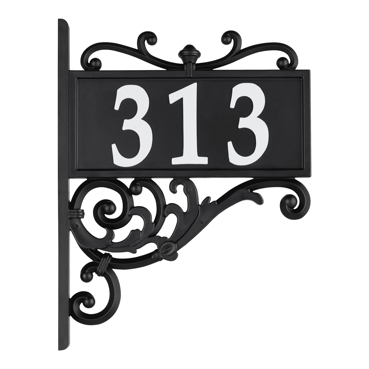 Two Sided Reflective Address Sign with Post, Wrought Iron Look ...