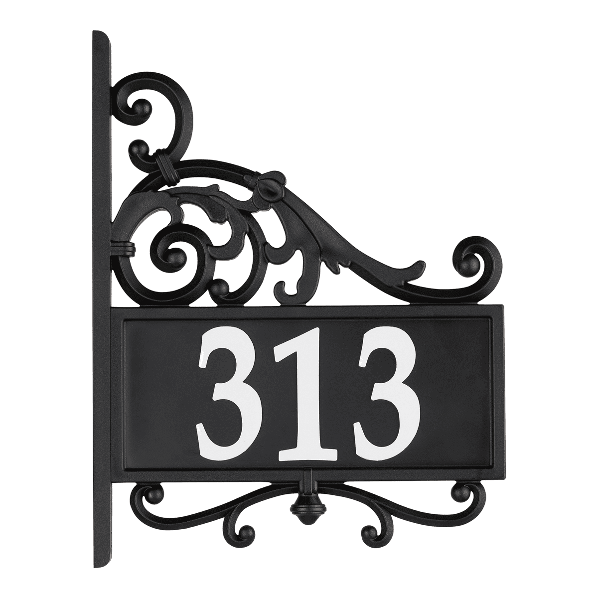 Two Sided Reflective Address Sign with Post, Wrought Iron Look ...