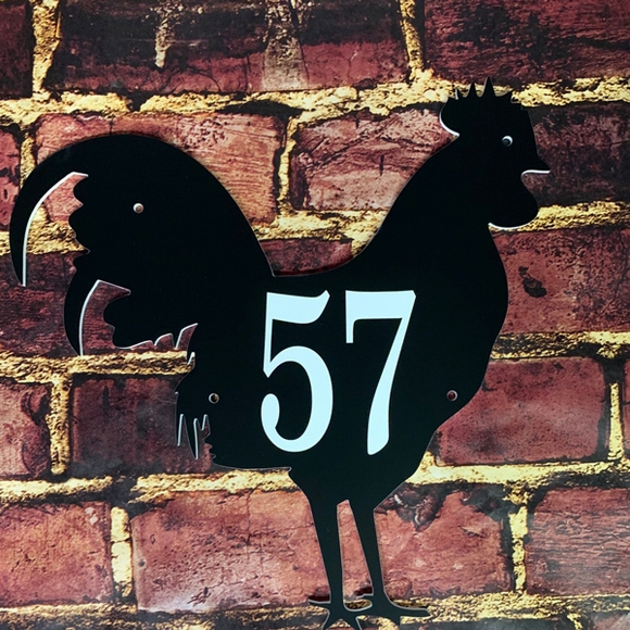 Rooster Shape Address Plaque - Farm Theme House Number Sign